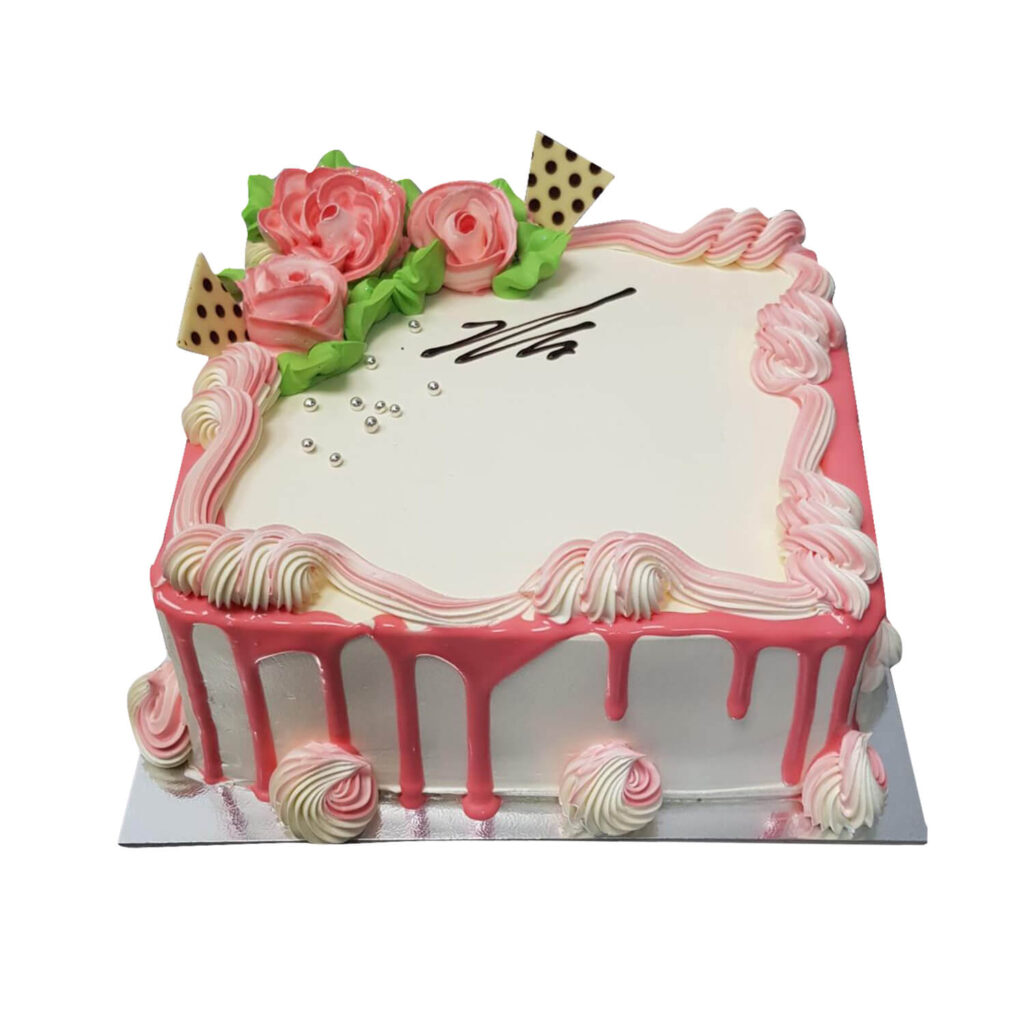 Square Pink Glazy Cake – Cakes & Bakes